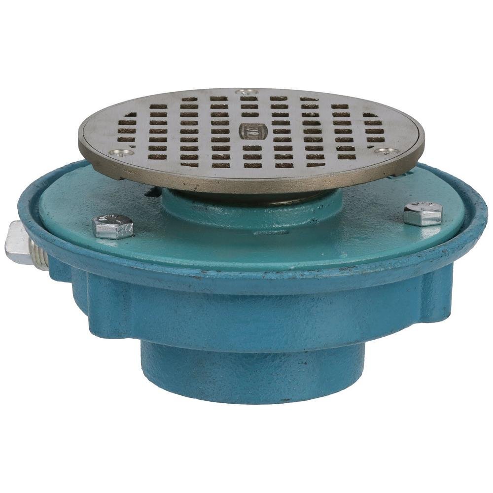 3-inch Cast-Iron, Threaded, Low Profile, Adjustable Floor Drain with C ...